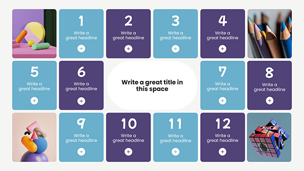 Two-colors squares list | Genially templates
